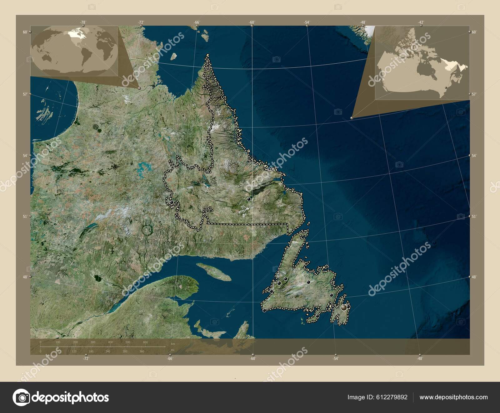 Newfoundland Labrador Province Canada High Resolution Satellite Map ...
