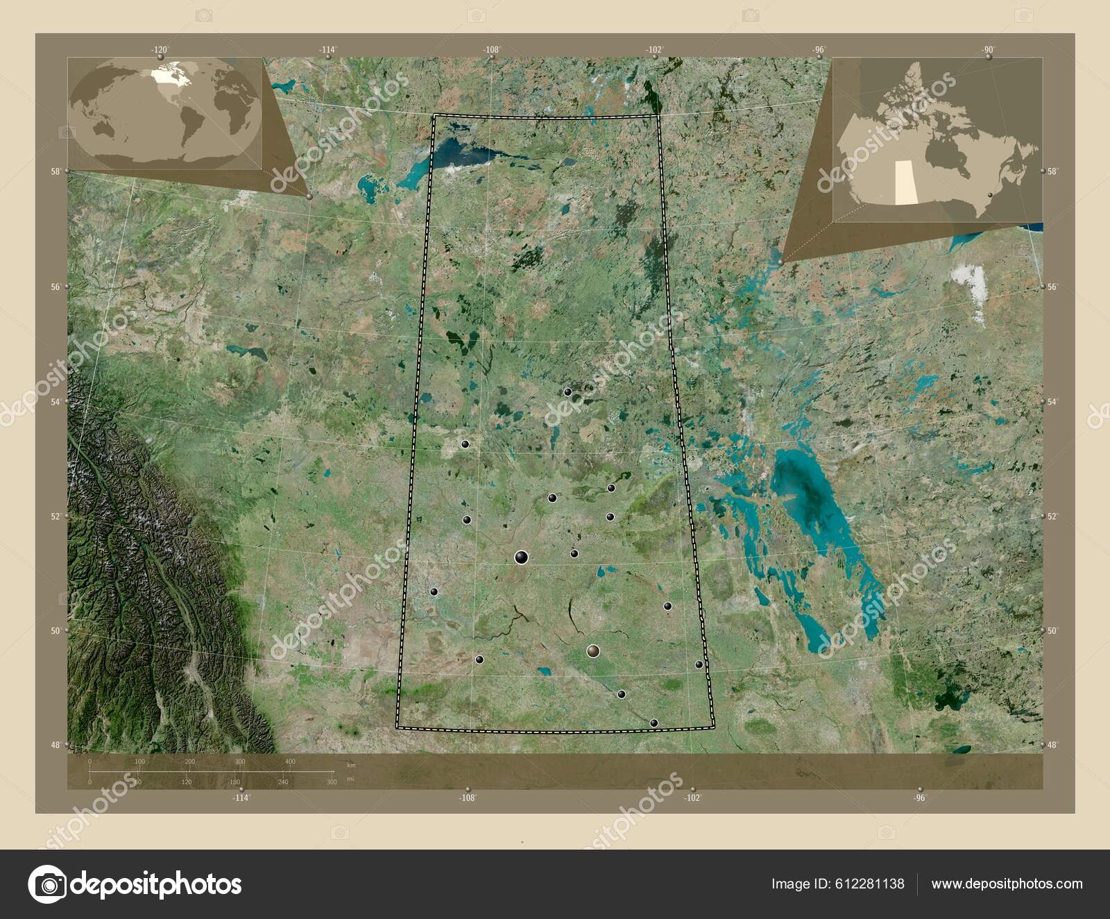 Saskatchewan Province Canada High Resolution Satellite Map Locations ...