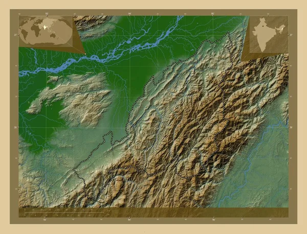 Manipur State India Colored Elevation Map Lakes Rivers Corner Auxiliary — Stock Photo © Yarr65 ...