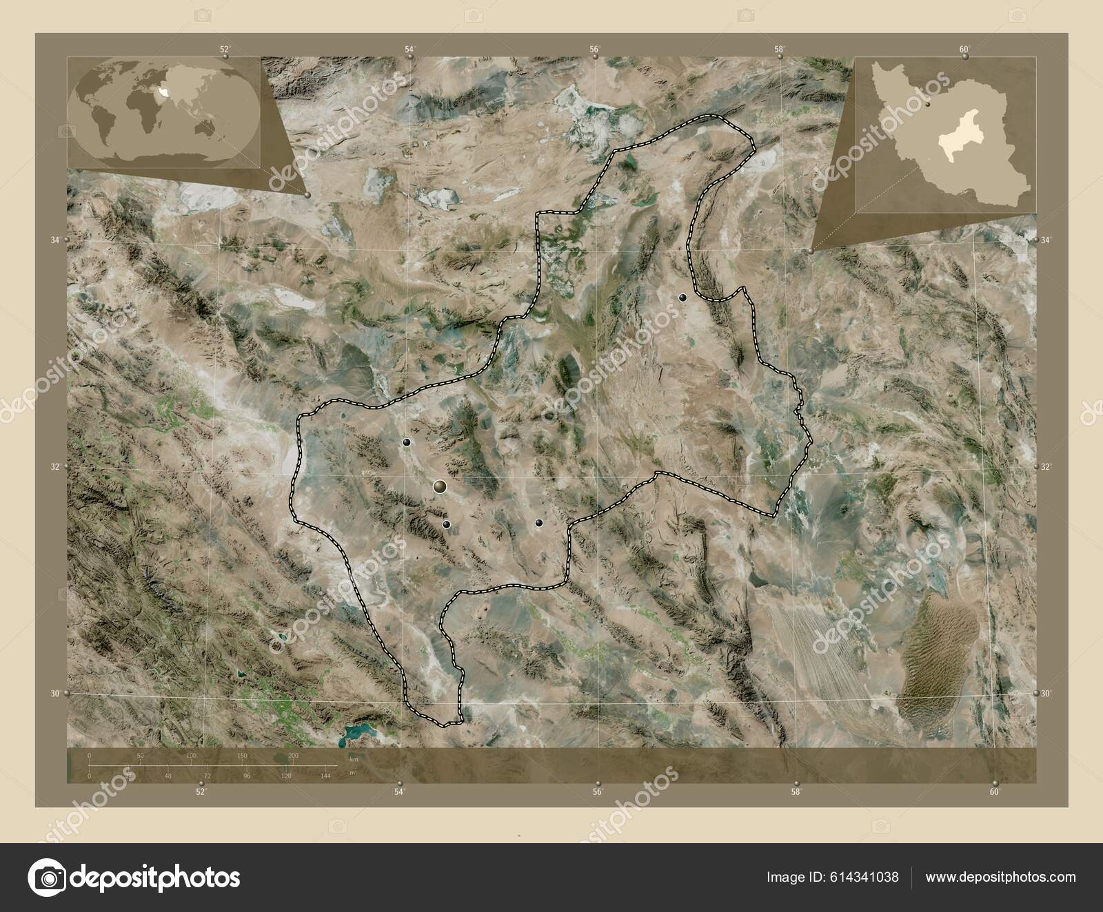 Yazd Province Iran High Resolution Satellite Map Locations Major Cities ...