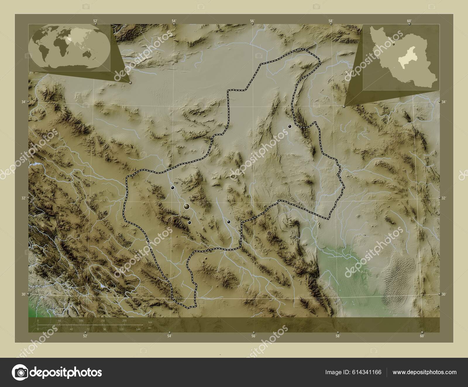 Yazd Province Iran Elevation Map Colored Wiki Style Lakes Rivers ...