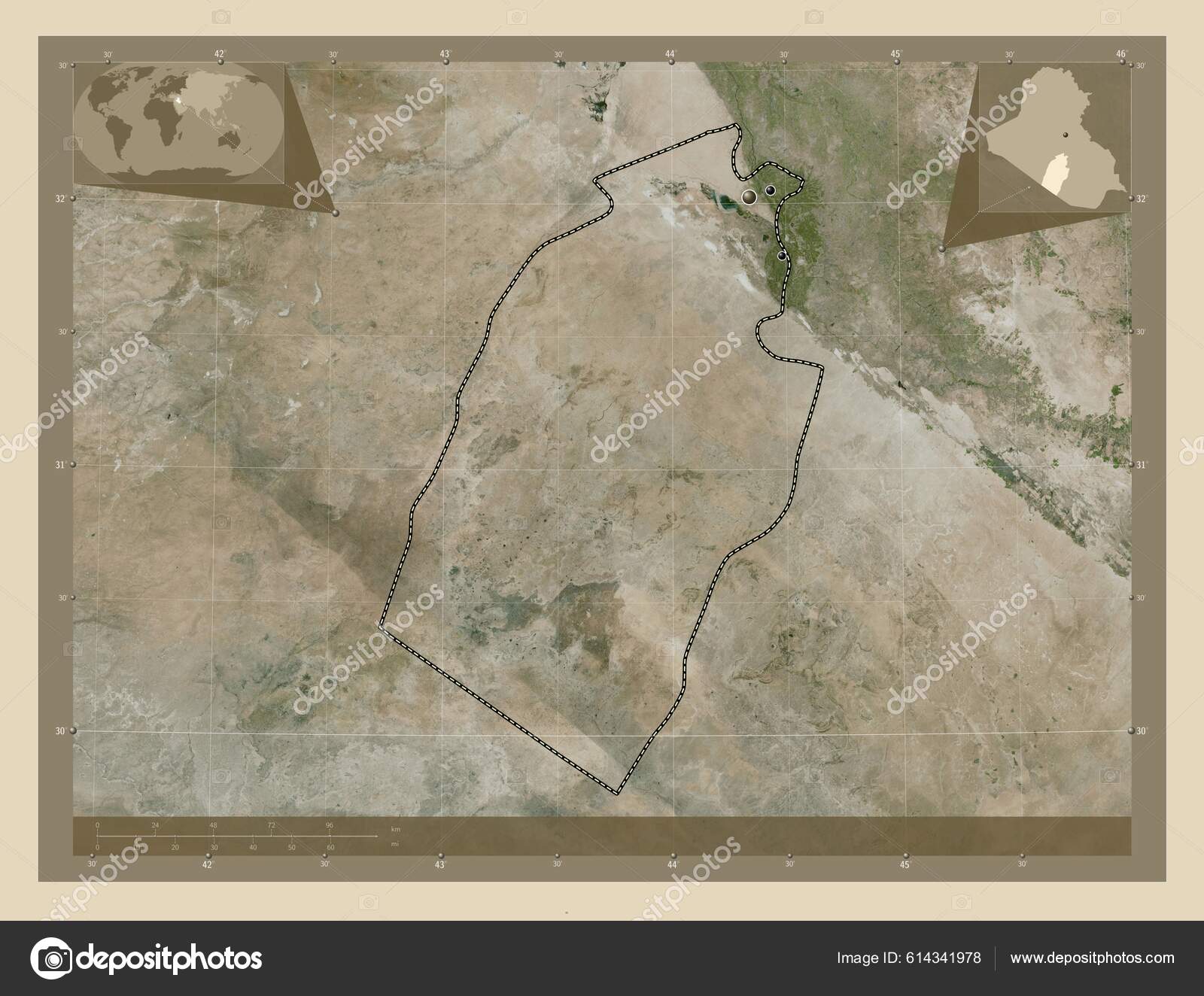 Najaf Province Iraq High Resolution Satellite Map Locations Major ...