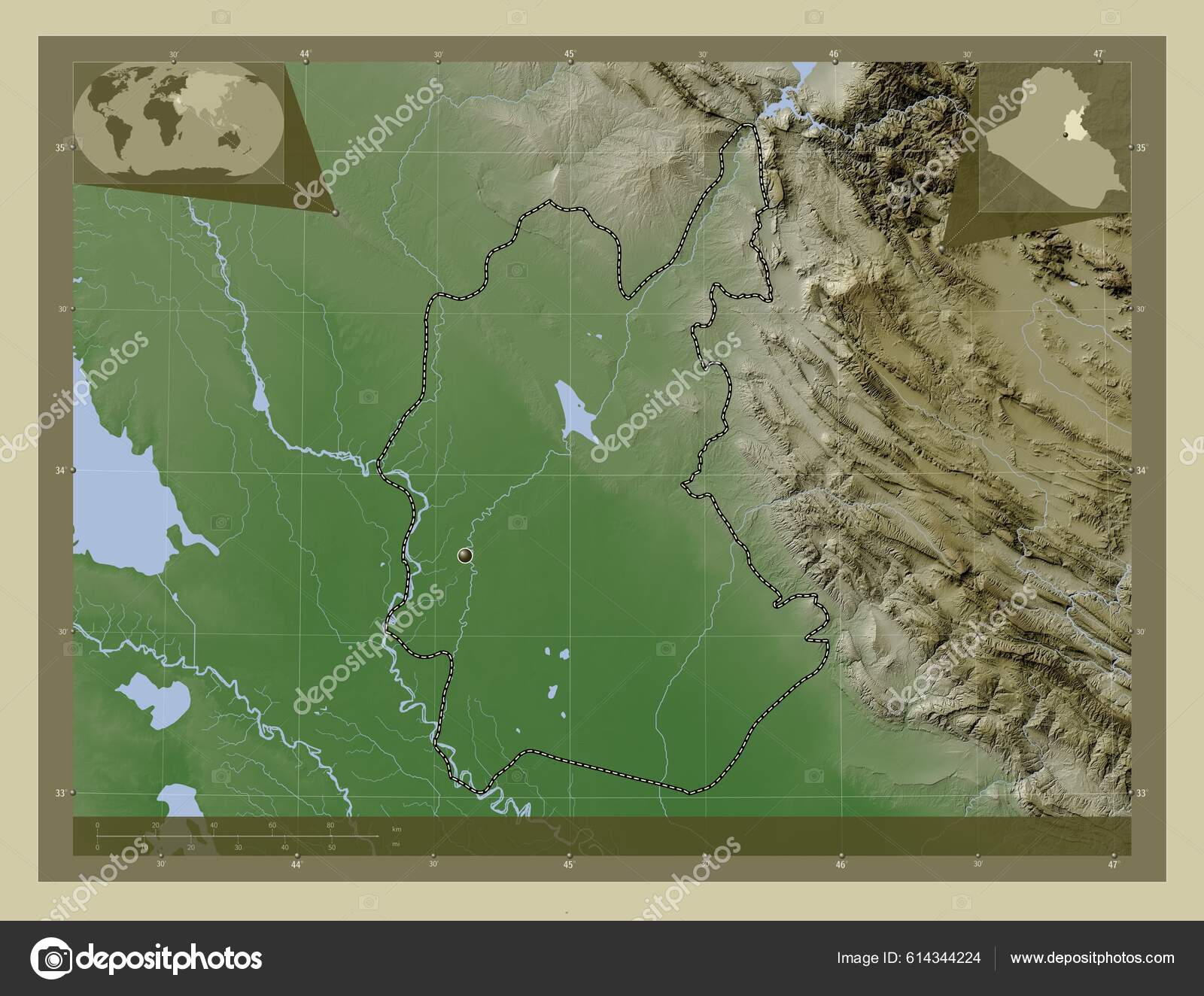 Diyala Province Iraq Elevation Map Colored Wiki Style Lakes Rivers — Stock Photo © Yarr65 #614344224