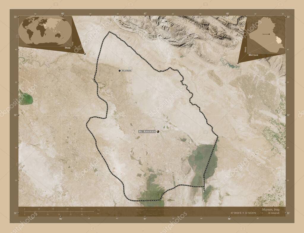 Maysan, provincia de Iraq. Mapa satelital de baja resolución ...