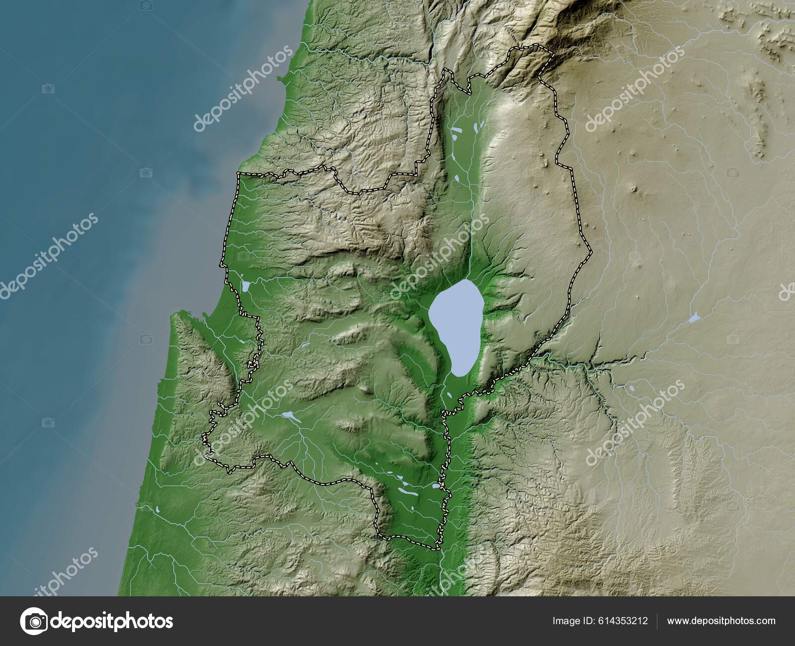 Hazafon District Israel Elevation Map Colored Wiki Style Lakes Rivers ...