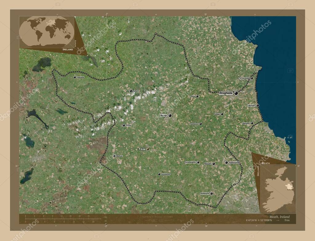 Meath, condado de Irlanda. Mapa satelital de baja resolución ...