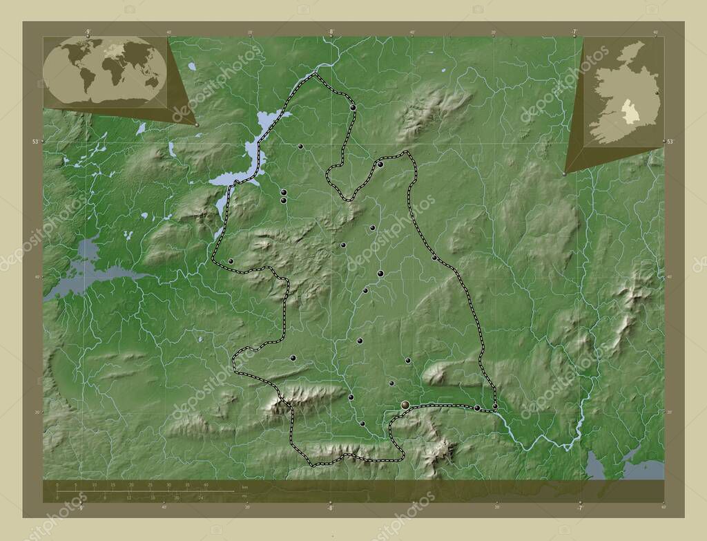Tipperary, condado de Irlanda. Mapa de elevación coloreado en estilo ...