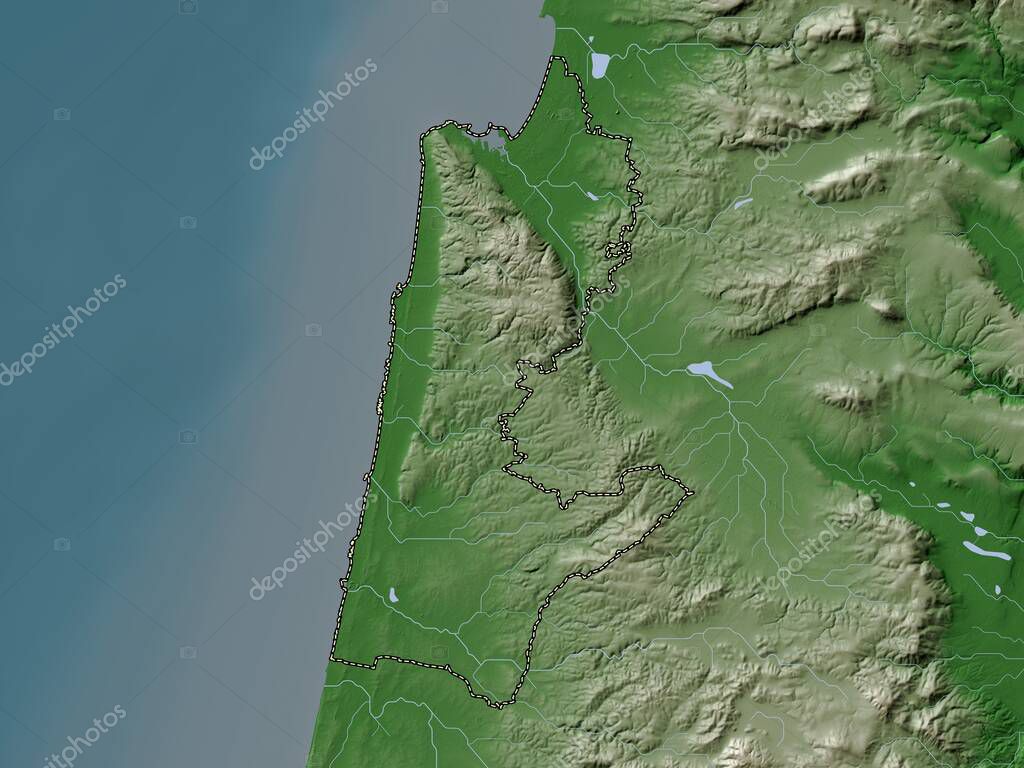 Haifa, distrito de Israel. Mapa de elevación coloreado en estilo wiki ...