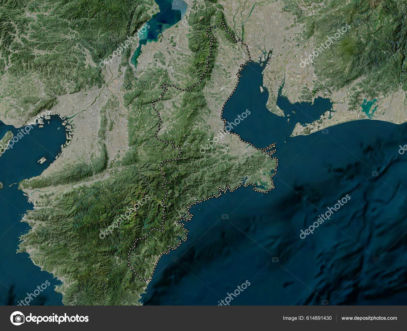 Mie Prefecture Japan High Resolution Satellite Map — Stock Photo ...