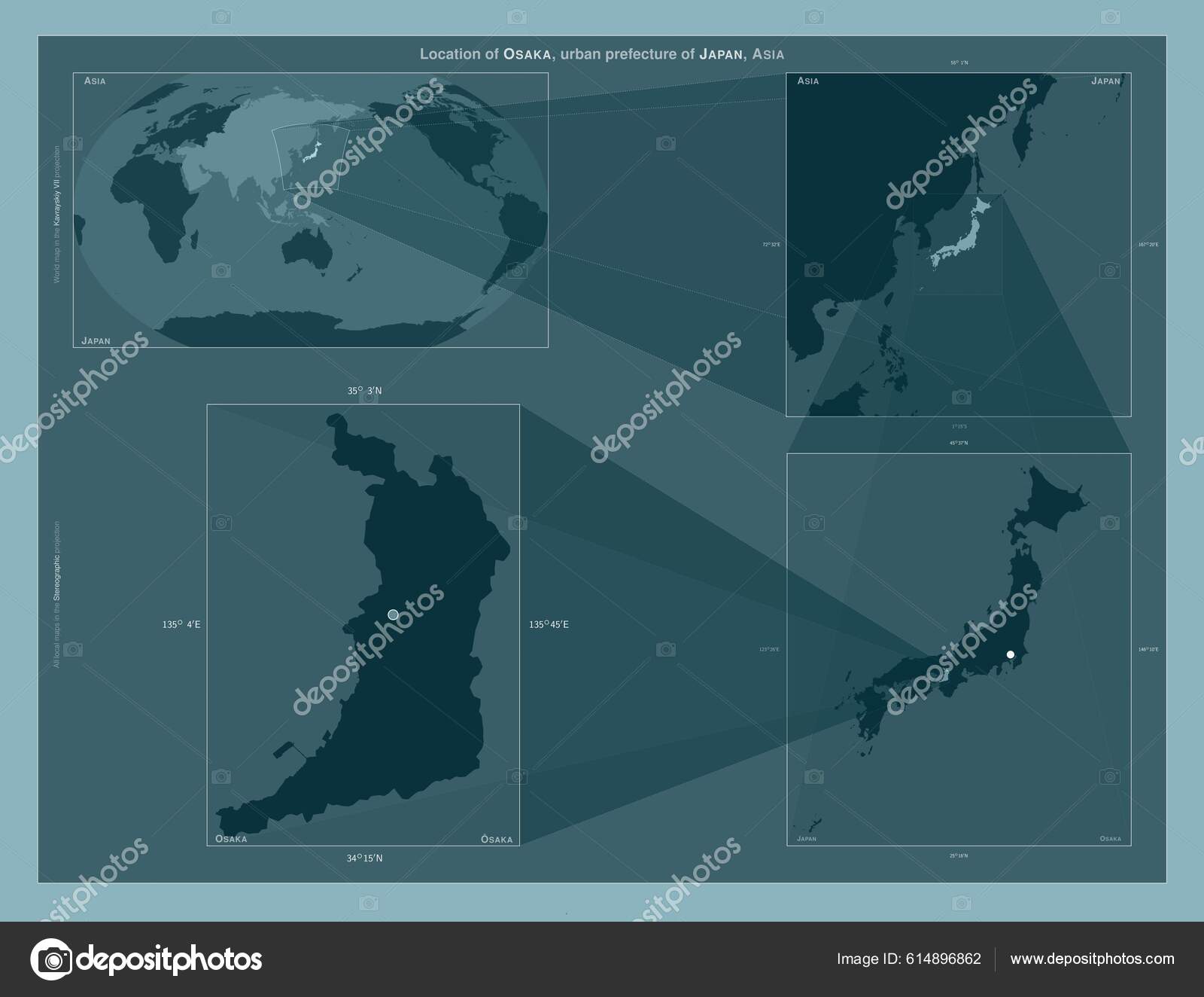 Osaka Urban Prefecture Japan Diagram Showing Location Region Larger ...