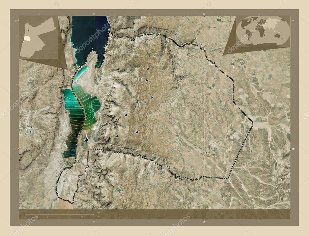 Karak, provincia de Jordania. Mapa satelital de alta resolución ...