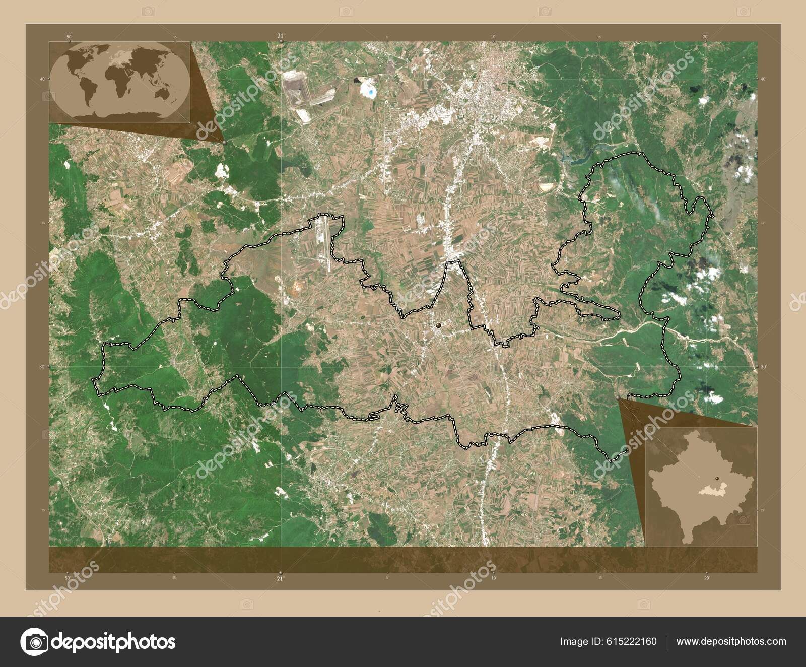 Lipjan Municipality Kosovo Low Resolution Satellite Map Locations Major ...