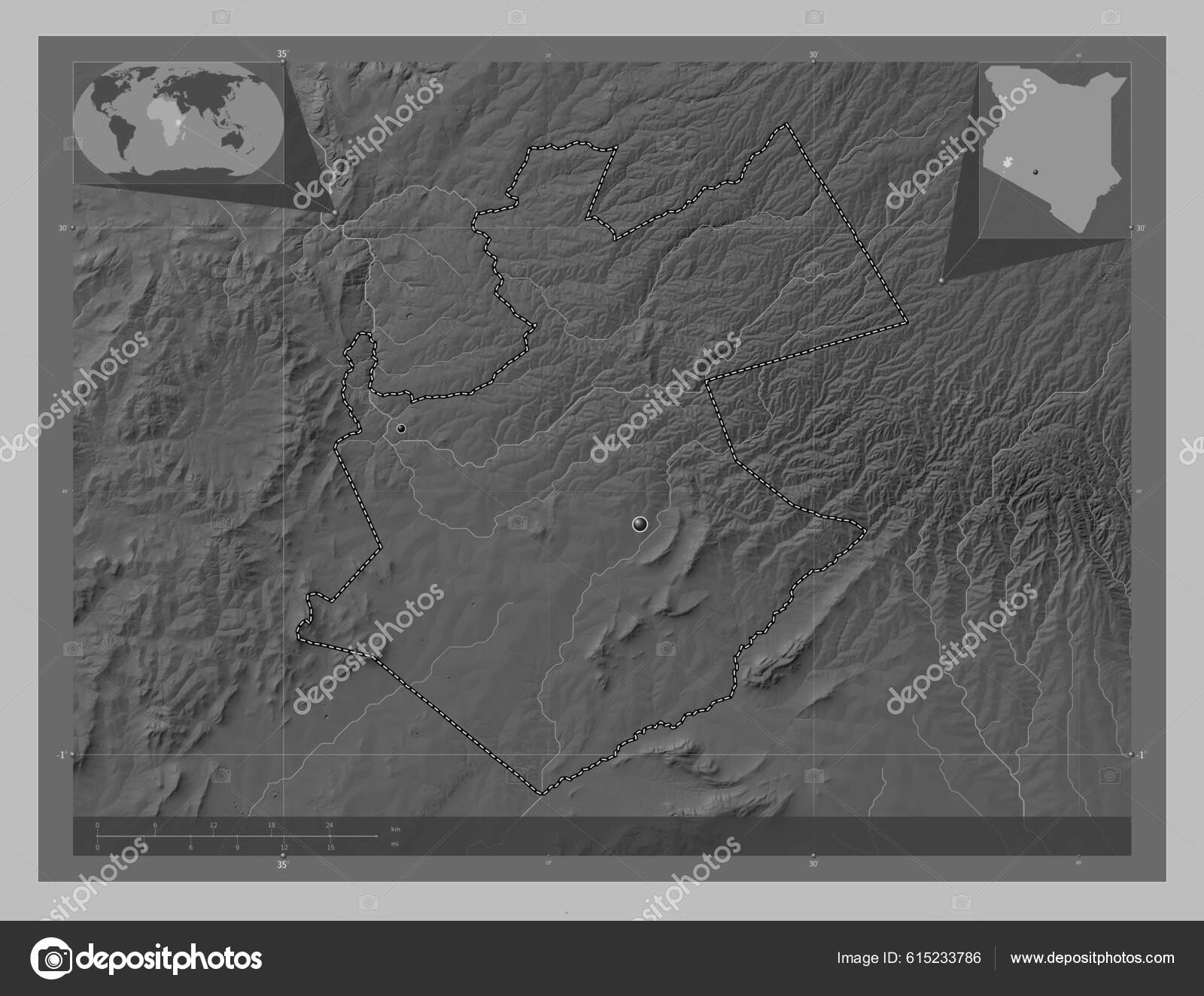 Bomet County Kenya Grayscale Elevation Map Lakes Rivers Locations Major ...
