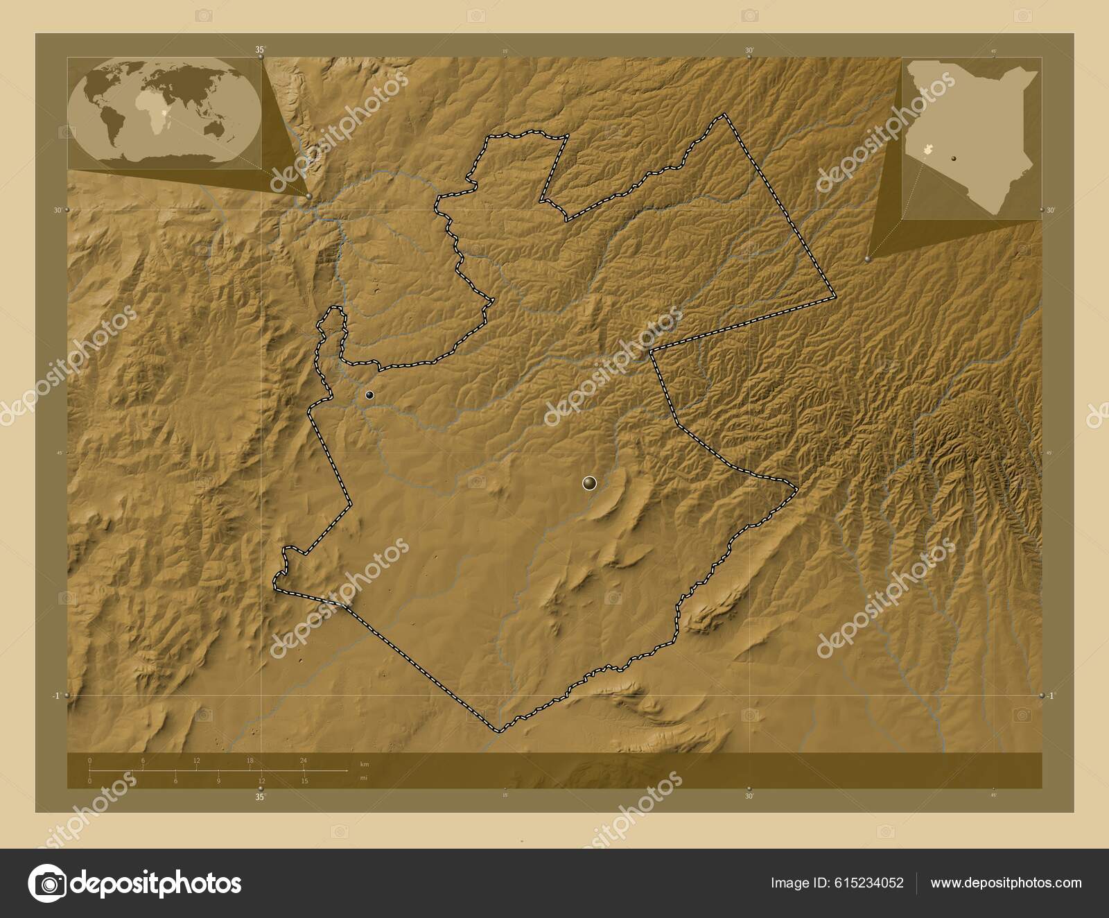 Bomet County Kenya Colored Elevation Map Lakes Rivers Locations Major ...