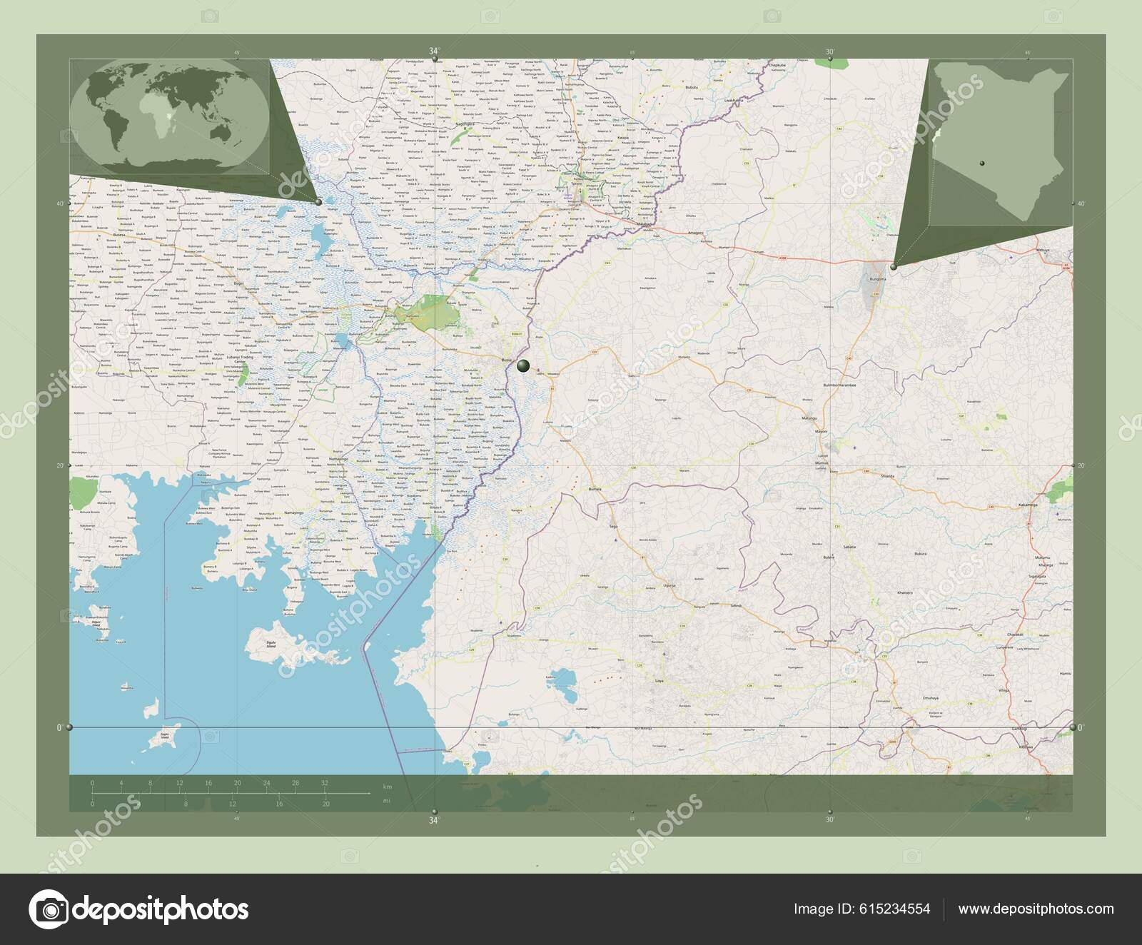 Busia County Kenya Open Street Map Corner Auxiliary Location Maps ...