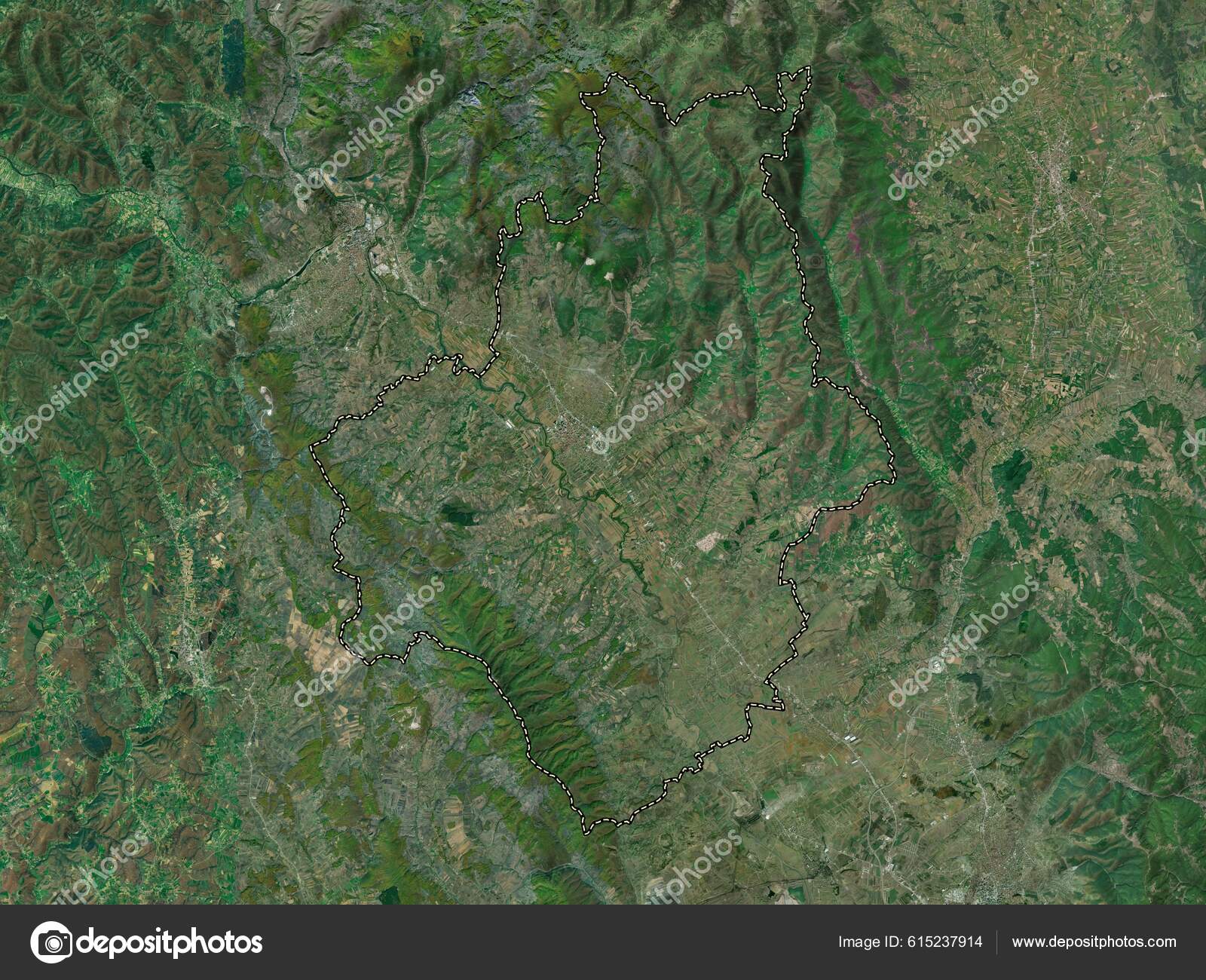 Vushtrri Municipality Kosovo High Resolution Satellite Map — Stock ...