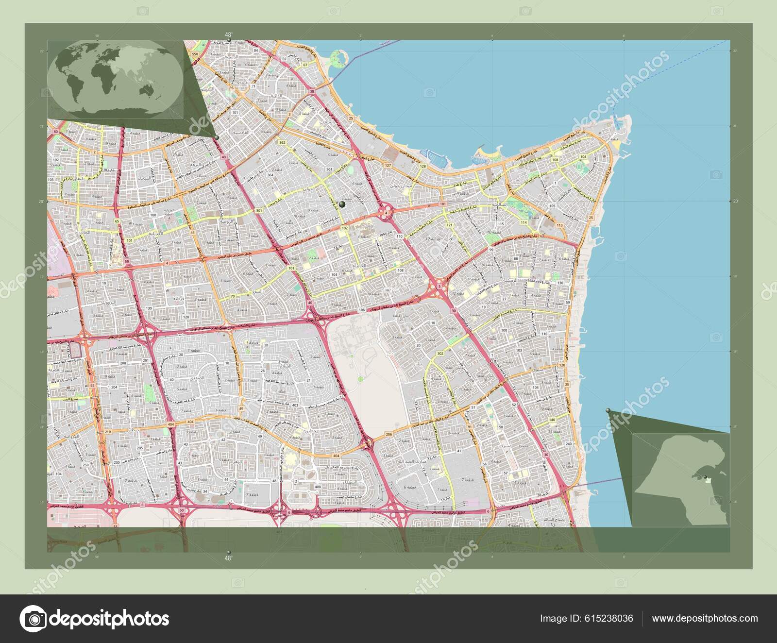 Hawalli Province Kuwait Open Street Map Corner Auxiliary Location Maps ...