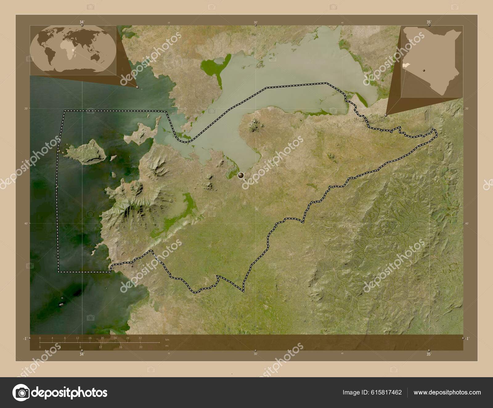 Homa Bay County Kenya Low Resolution Satellite Map Corner Auxiliary ...