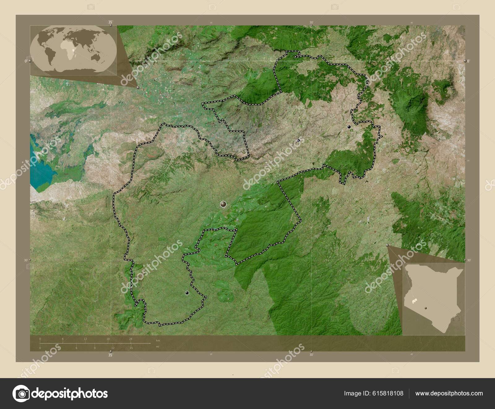 Kericho County Kenya High Resolution Satellite Map Locations Major ...