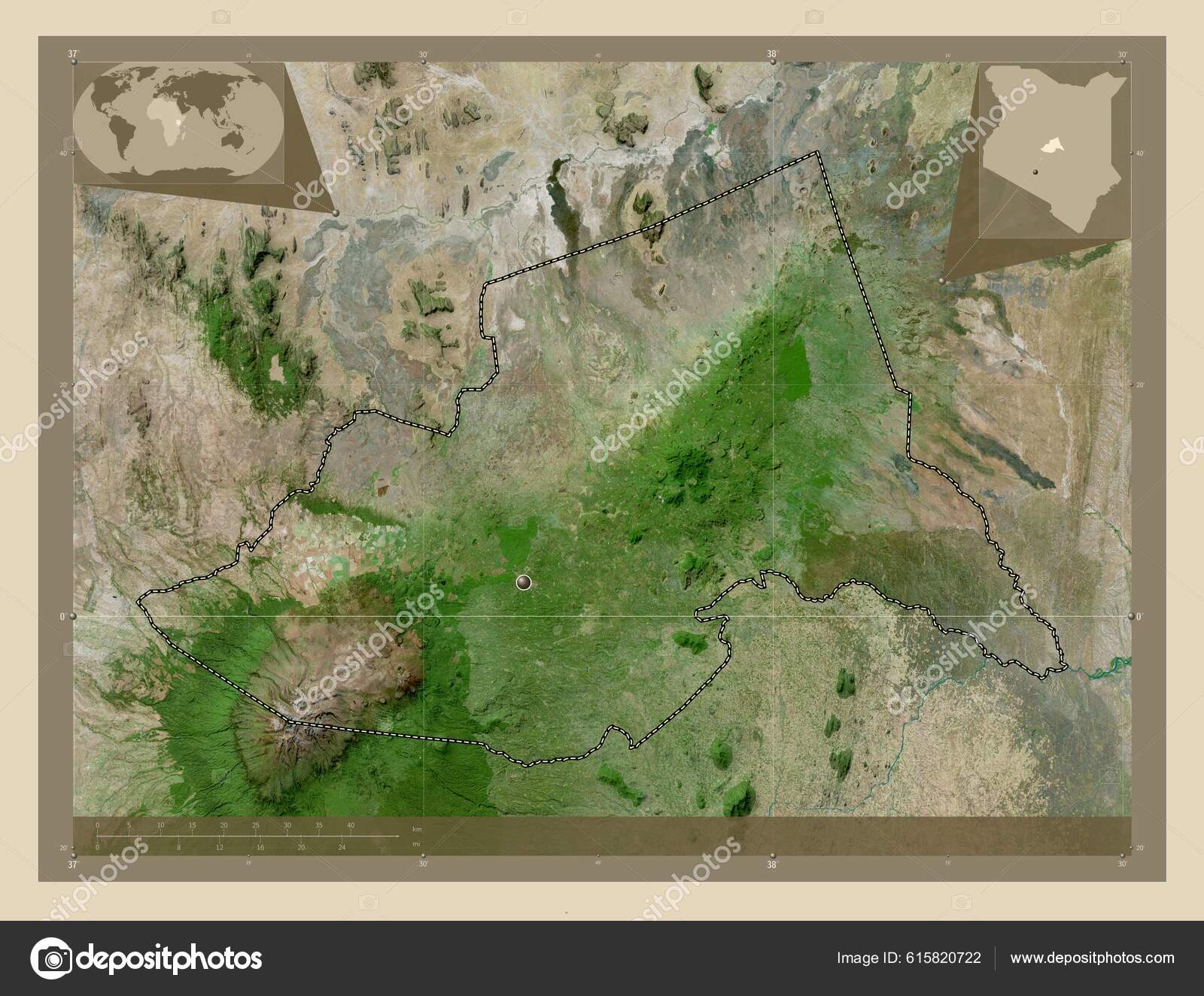 Meru County Kenya High Resolution Satellite Map Corner Auxiliary ...