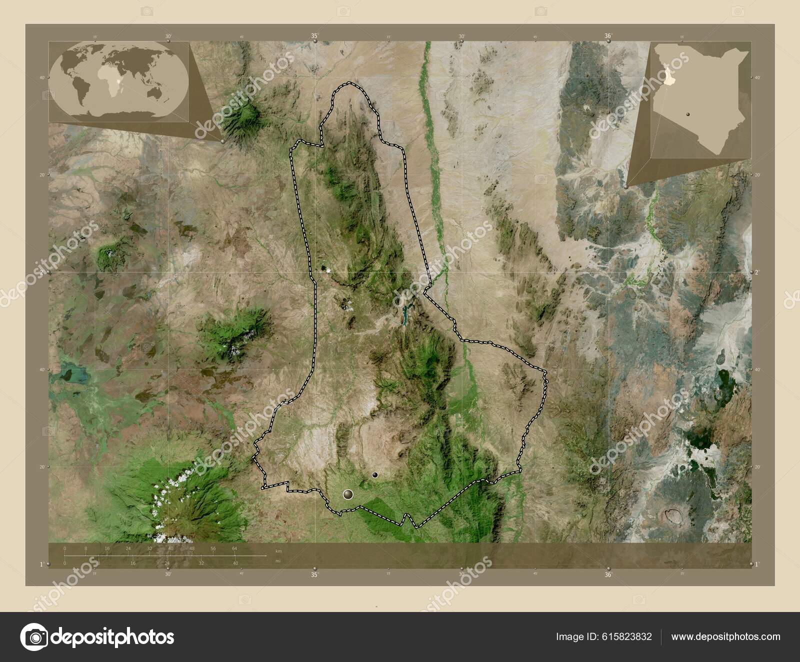 West Pokot County Kenya High Resolution Satellite Map Locations Major ...