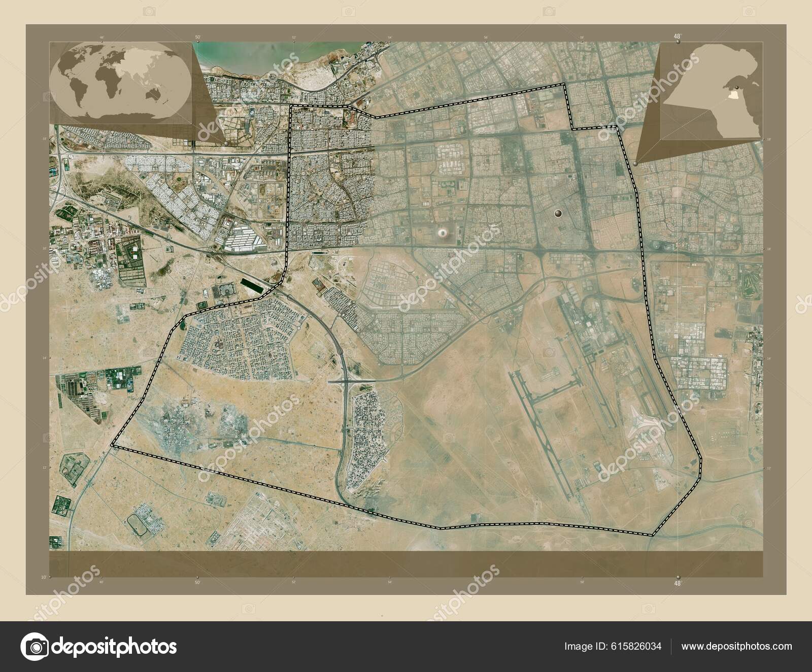 Farwaniyah Província Kuwait Mapa Satélite Alta Resolução Mapa ...