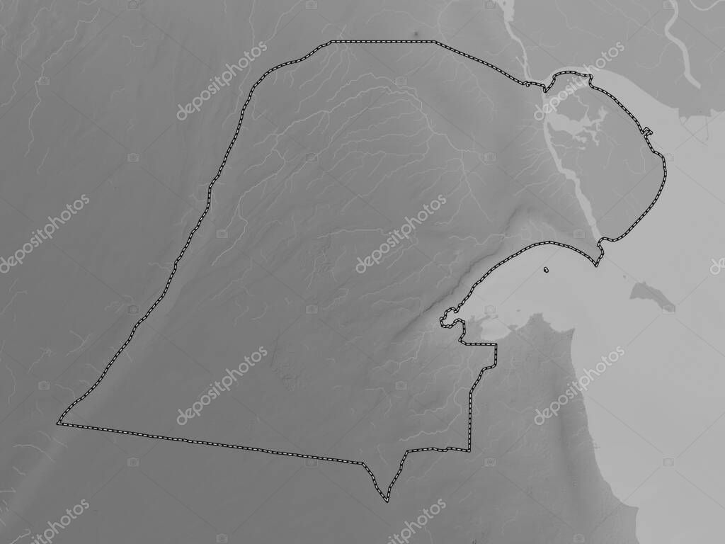 Al Jahrah, provincia de Kuwait. Mapa de elevación a escala de grises ...