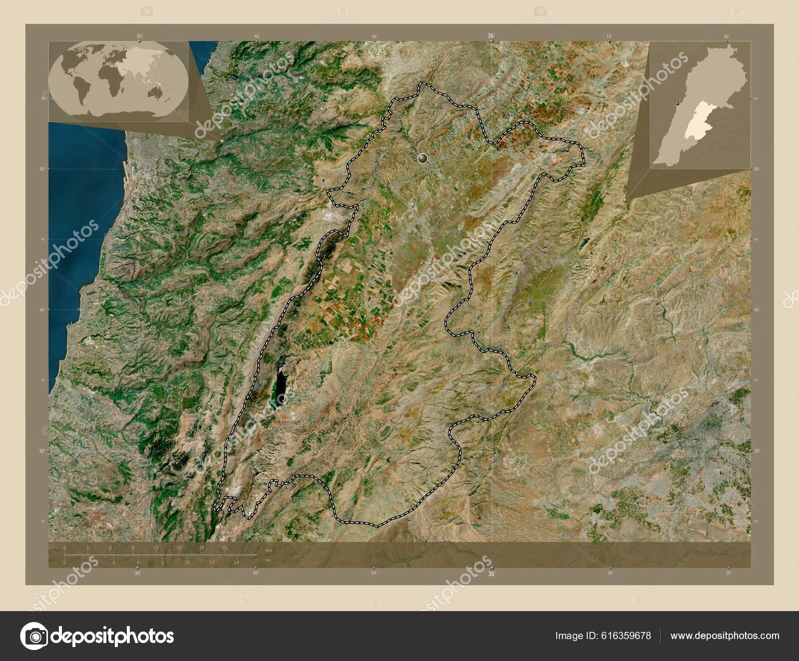 Beqaa Governorate Lebanon High Resolution Satellite Map Corner ...