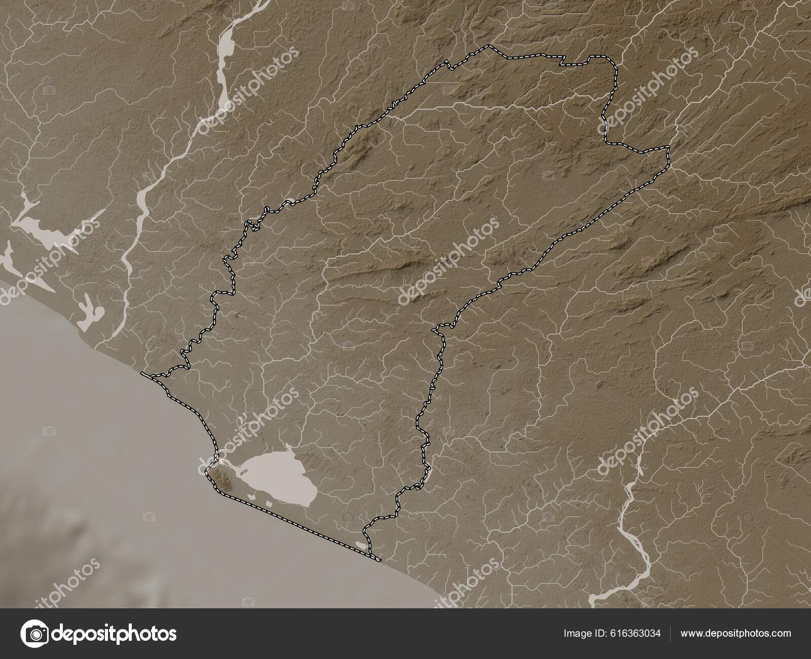 Grand Cape Mount County Liberia Elevation Map Colored Sepia Tones ...