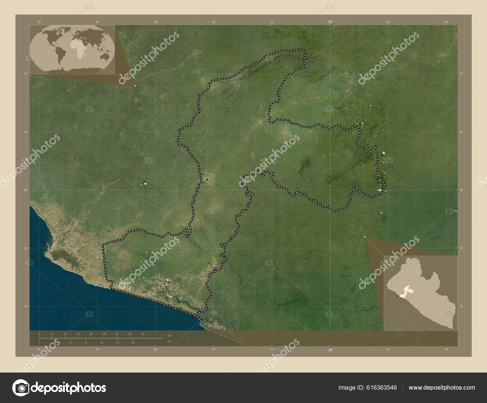 Margibi County Liberia High Resolution Satellite Map Locations Major ...