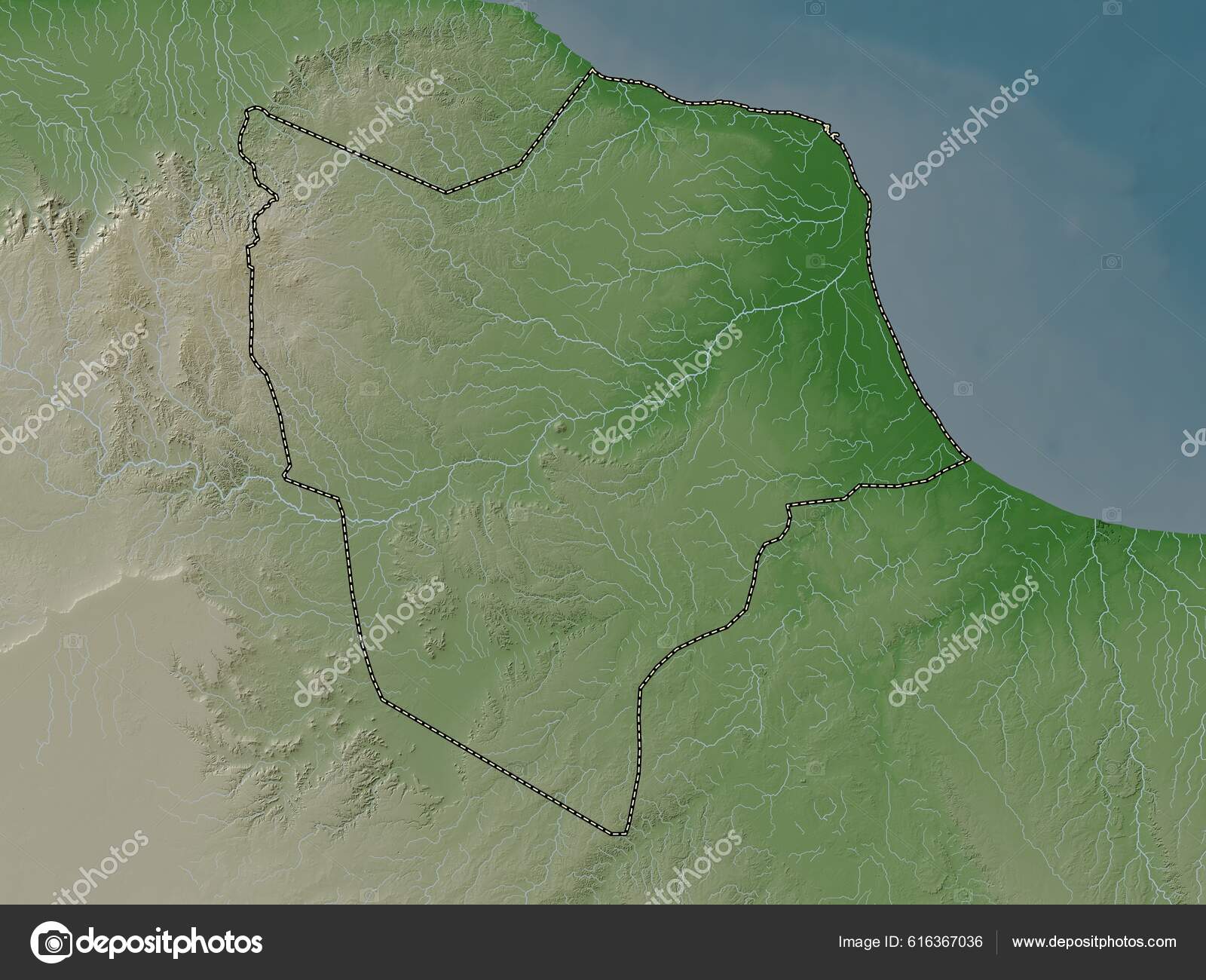 Misratah District Libya Elevation Map Colored Wiki Style Lakes Rivers ...