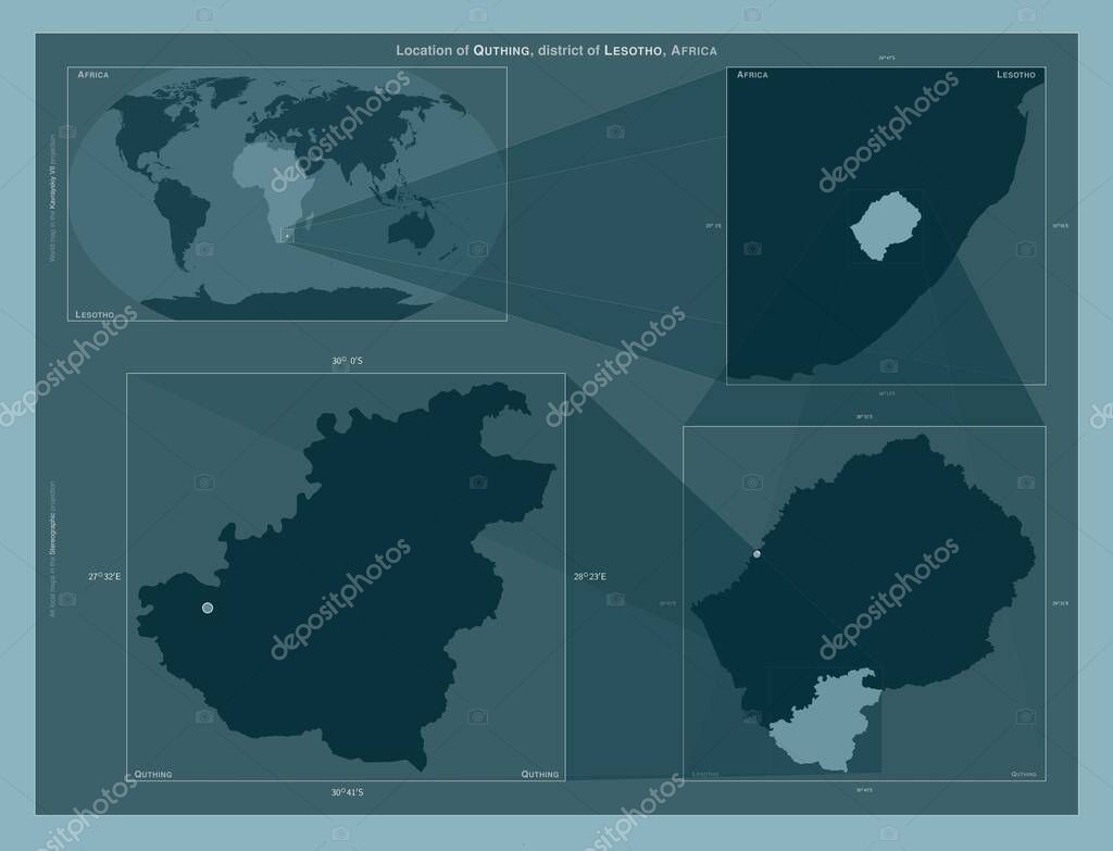 Quthing, distrito de Lesotho. Diagrama que muestra la ubicación de la ...