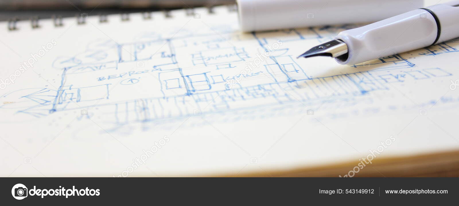 Architect Sketch House Plan Fountain Pen Stock Photo by ...