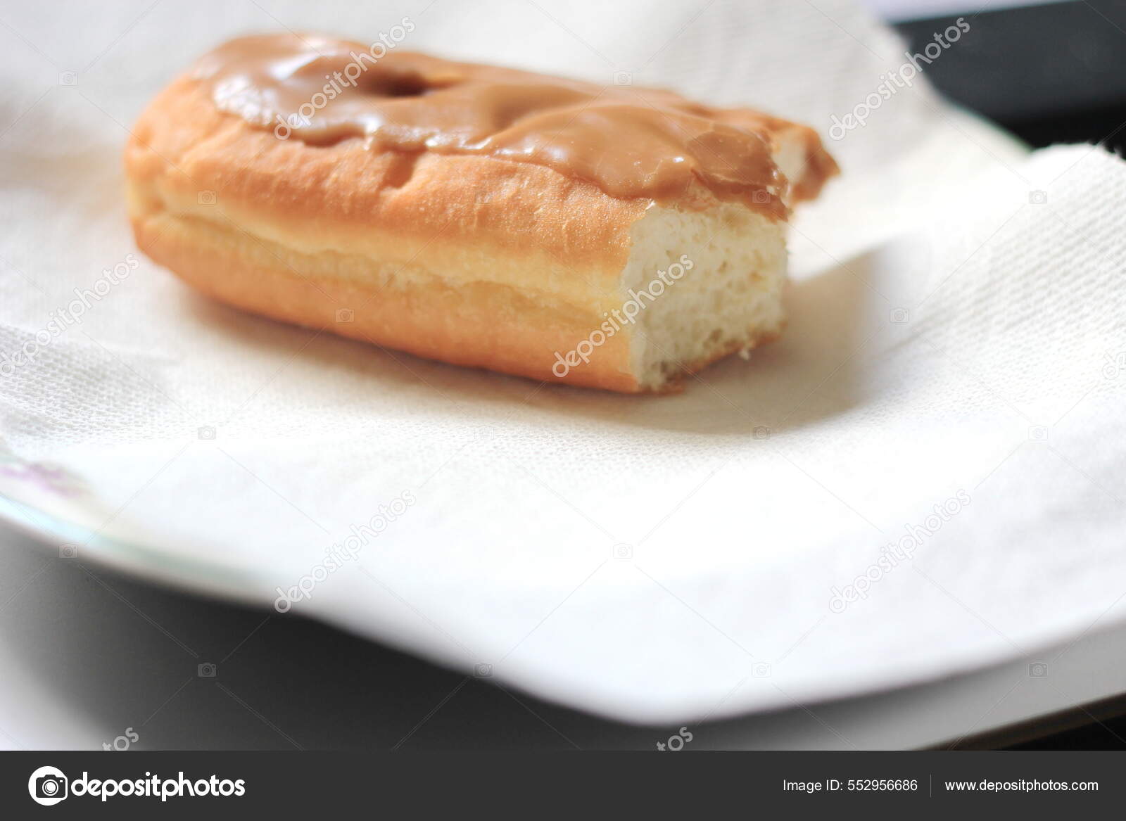 Apple Bar Maple Bar Donut Maple Bar Donut Bitten Half — Stock Photo ...
