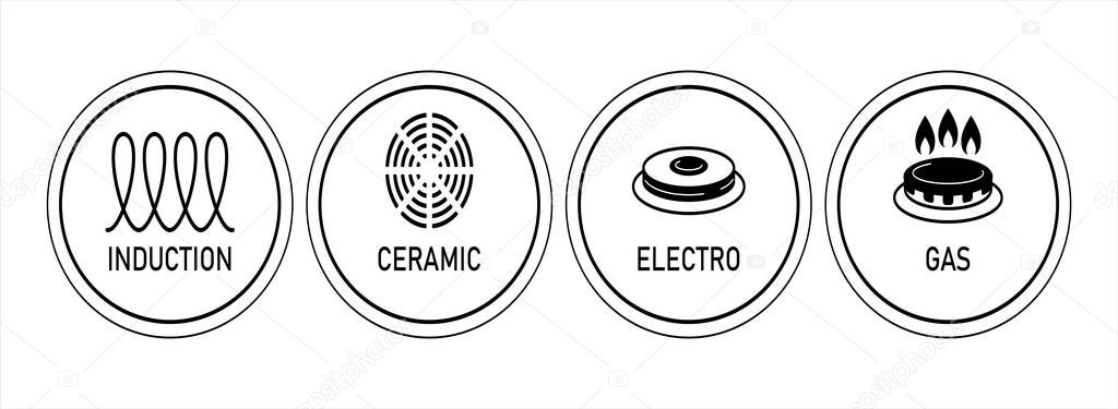 Iconos: inducción, cerámica, electro, gas. Propósito de inducción para ...