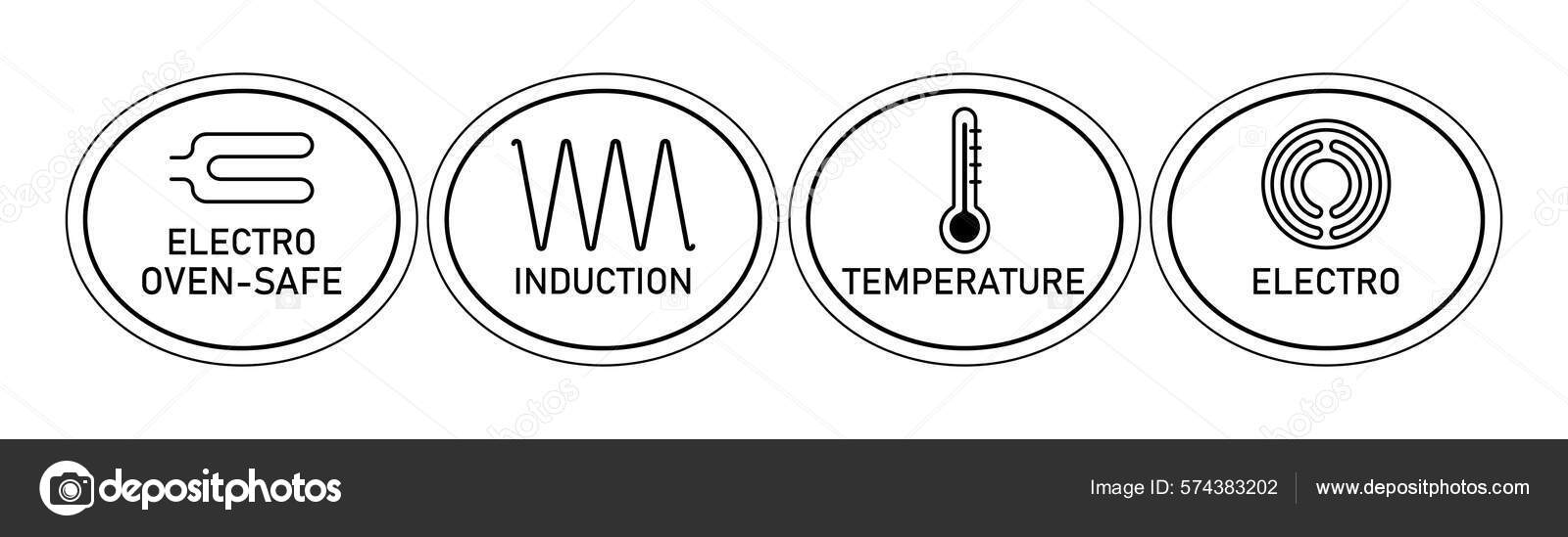 Cookware Labeling Icons Electric Oven Safe Induction Temperature ...