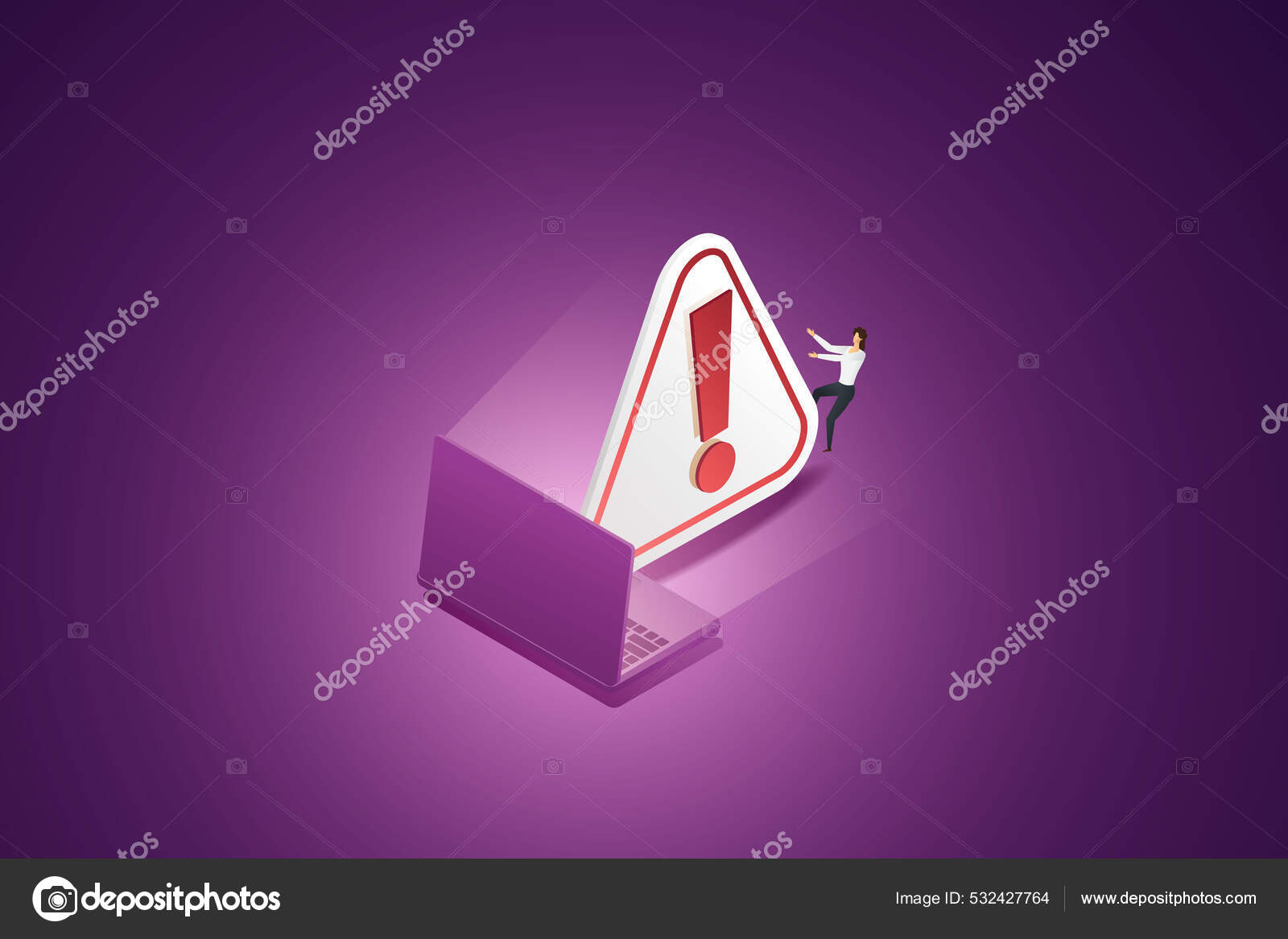 Female Users Shocked Hacker Attack Web Security Alerts Insecure ...