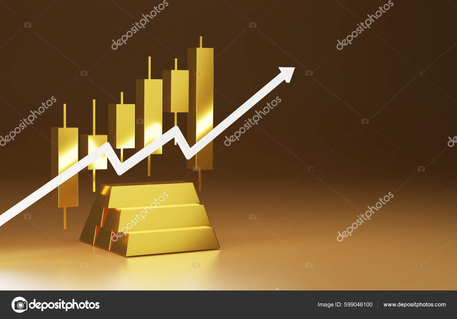 Candlestick Chart Graphs Gold Bars Buying Selling Gold Bullion Upward ...