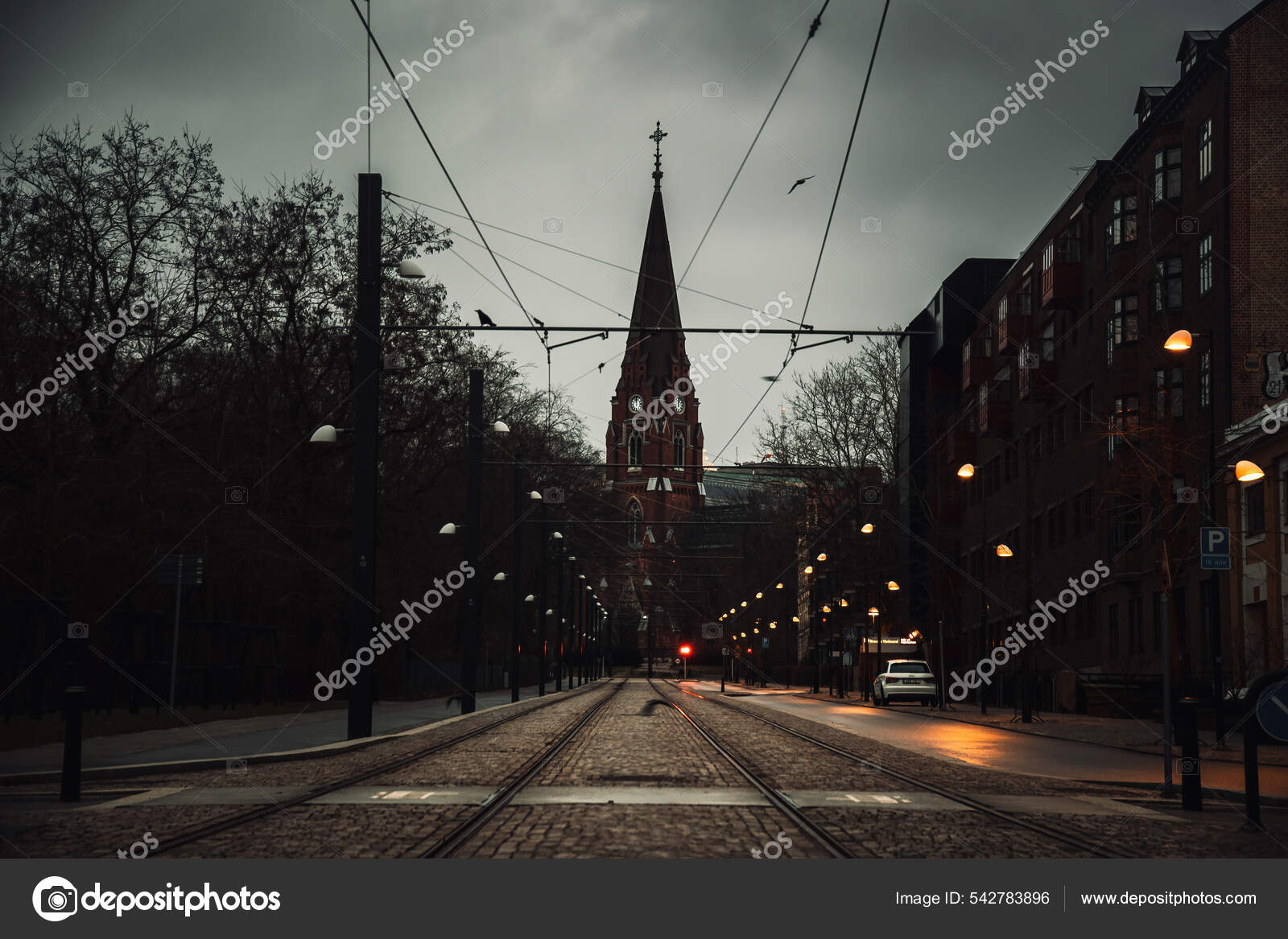 Tram track going up to church — Stock Editorial Photo © redsocks #542783896