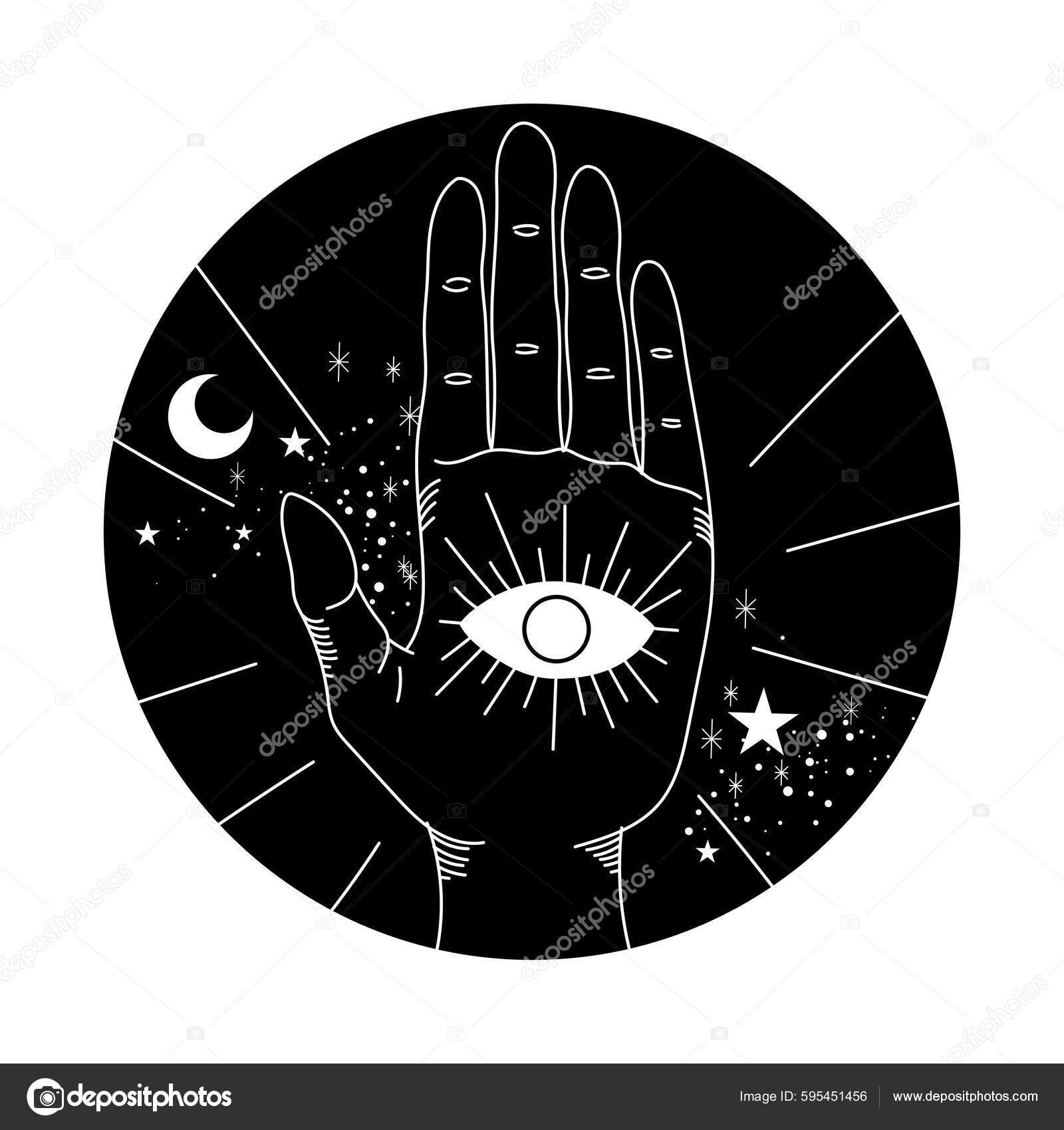 Hand Third Eye Line Art Illustration — Stock Photo © Orkidia #595451456