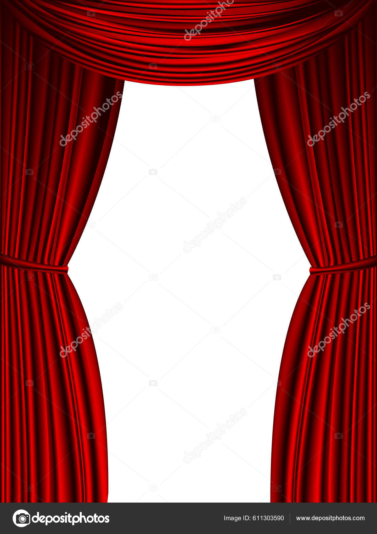 Red Curtain Isolated White Background Design Element Banner Theme ...