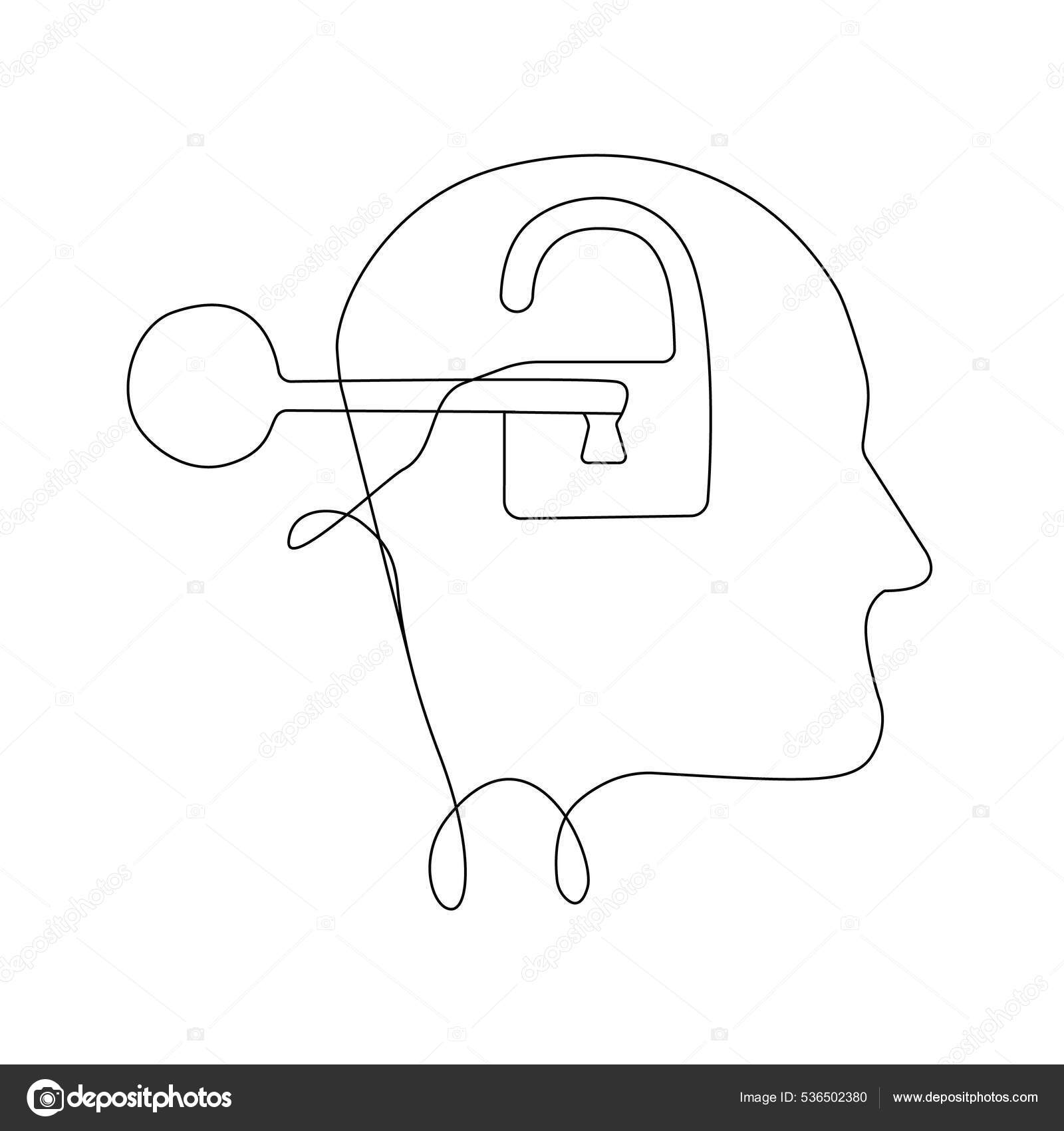 Continuous Line Drawing Key Opens Lock Head Concept Business Ideas ...
