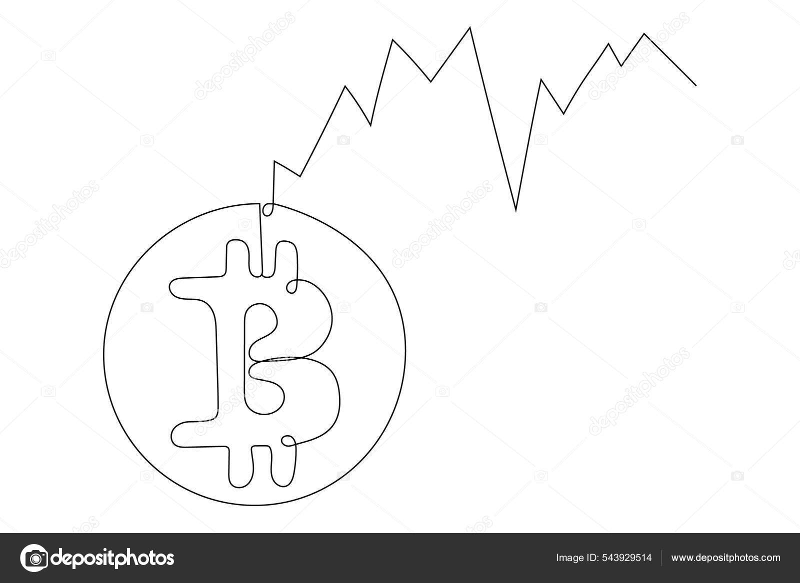 Vector Fluctuation Bitcoin One Line Drawing Minimalism Art Fluctuation ...