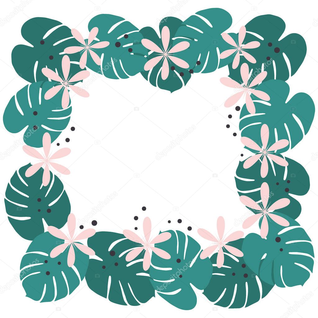 Marco brillante cuadrado de verano con elementos de verano dibujados a ...