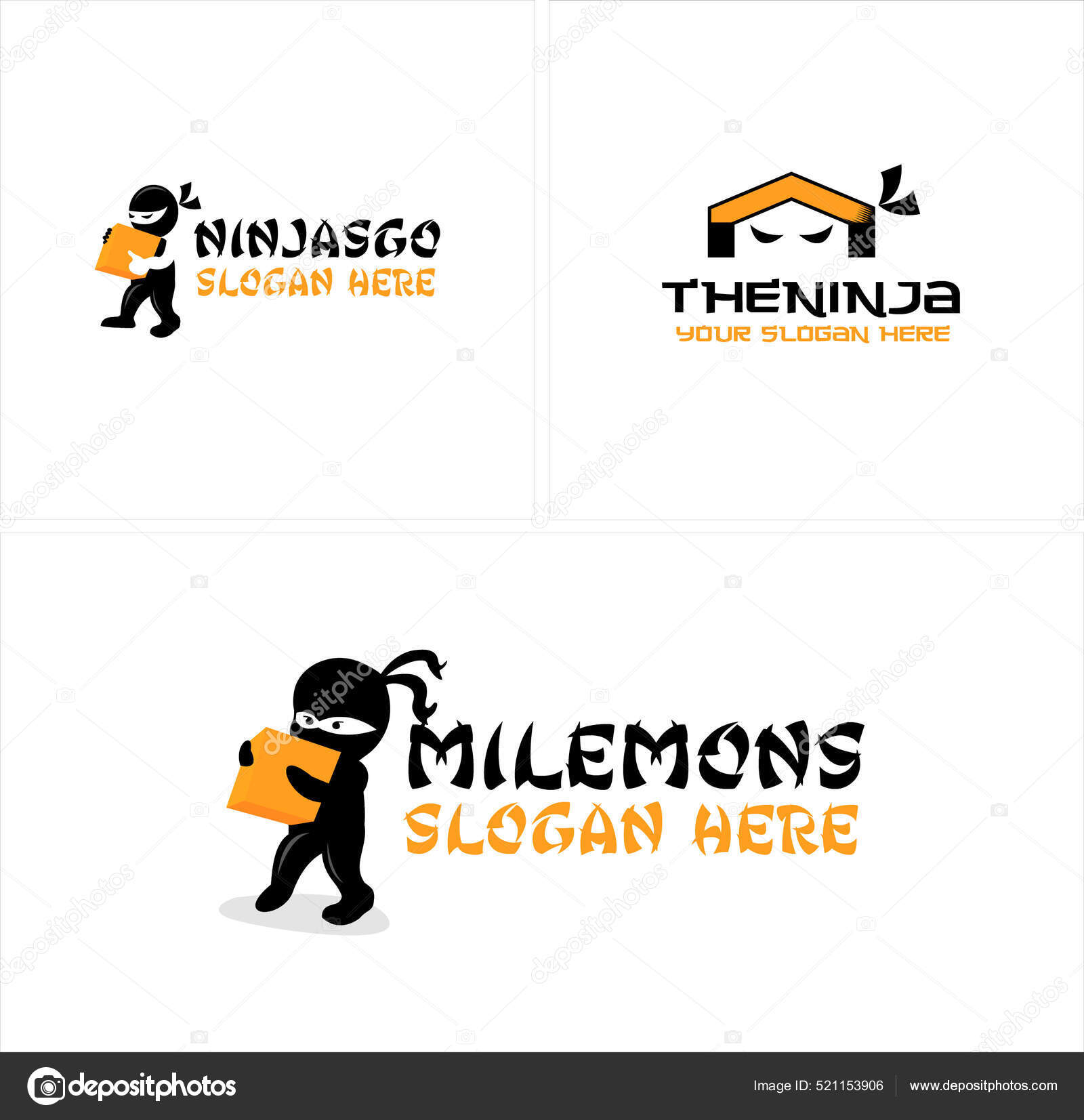 Modern delivery ninja character business service logo design Stock ...