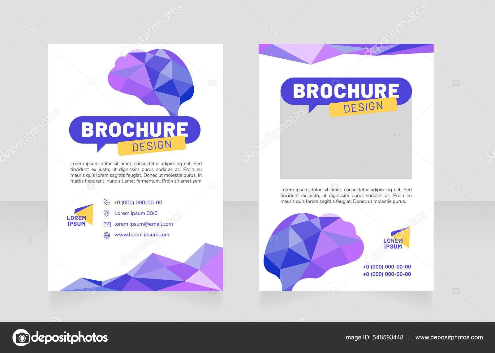 Brain Development Blank Brochure Design Template Set Copy Space Text ...