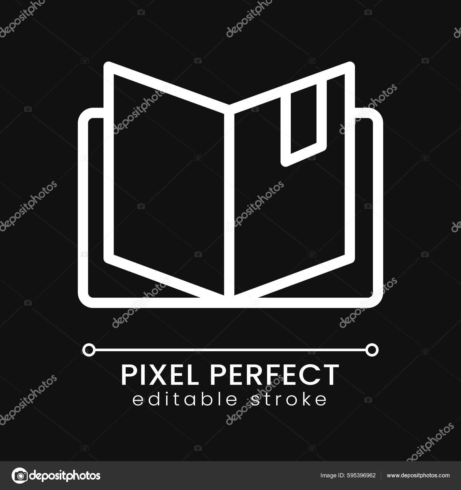 Open Book Pixel Perfect White Linear Icon Dark Theme Business Stock ...