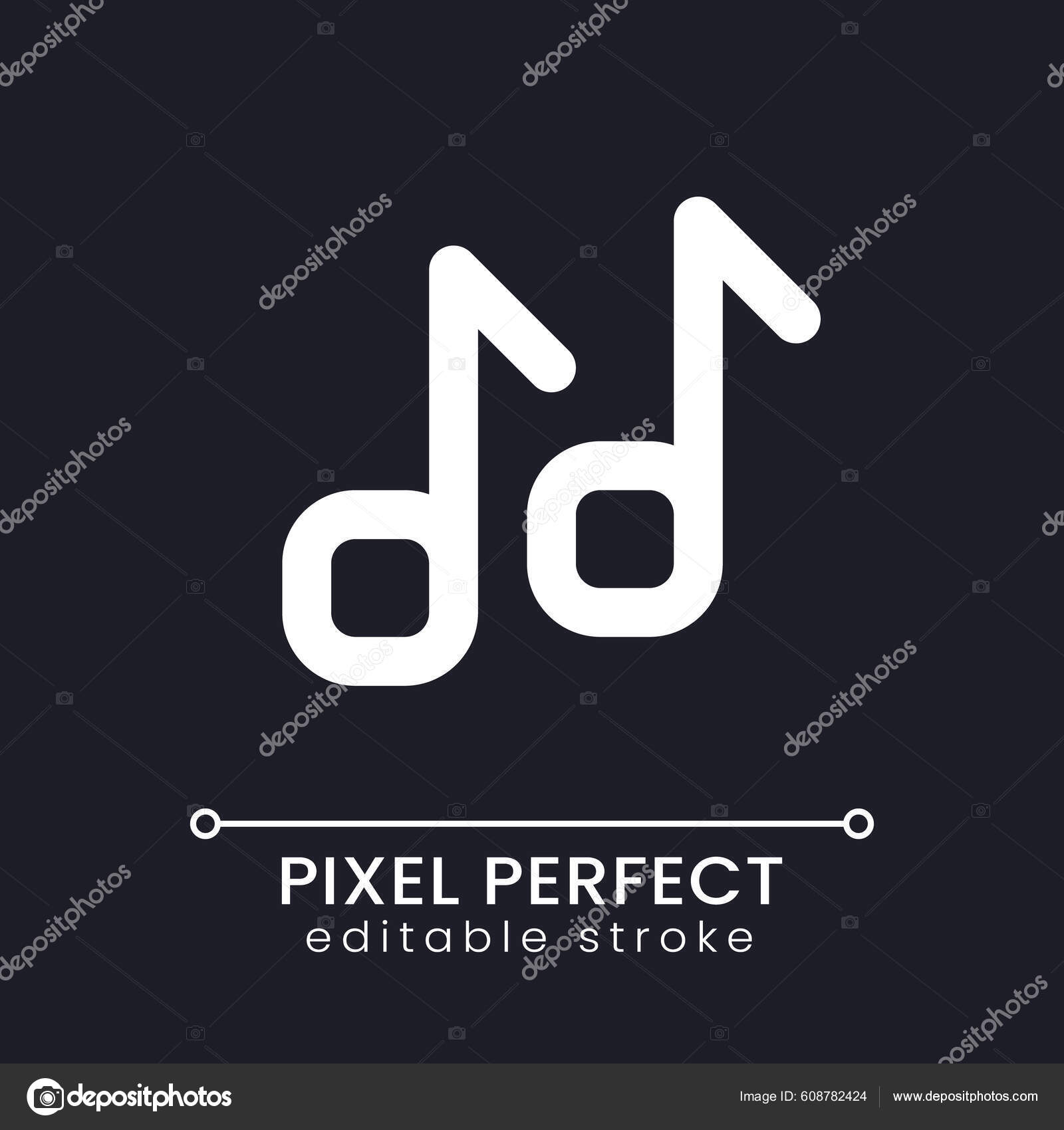 Musical Notes Pixel Perfect White Linear Icon Dark Theme Ringtone Stock ...