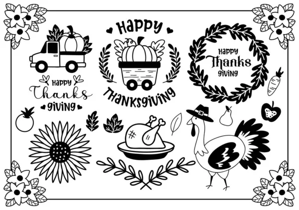Happy Thanksgiving Banner Printable Black And White