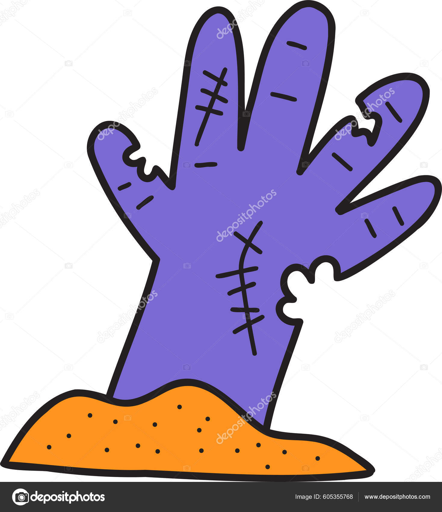 Hand Drawn Zombie Hand Illustration Isolated Background Stock ...